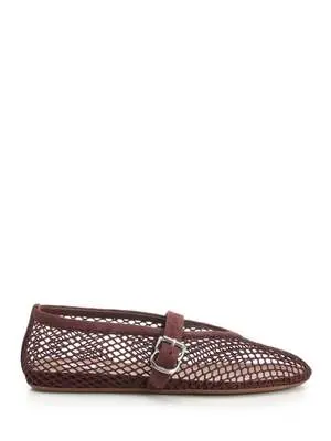Alaïa Mesh And Suede Ballerinas With Buckled Strap - Brown