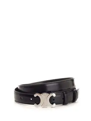 Celine Medium Triomphe Belt In Taurillon Leather - Black