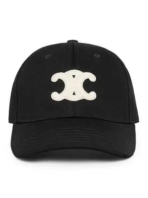 Celine Triomphe Cotton Baseball Cap - Black