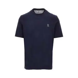 Brunello Cucinelli Jerey T-hirt With Logo - Blue