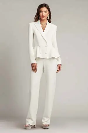 Tadashi Shoji Gilles Peplum Tuxedo Bridal Jumpsuit - Ivory