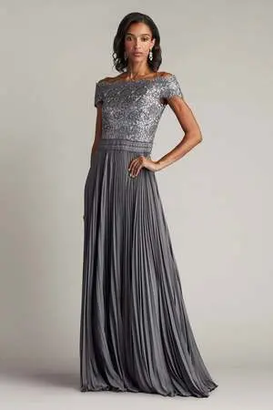 Tadashi Shoji Sequin Embroidered Lace And Tulle Gown - Mist