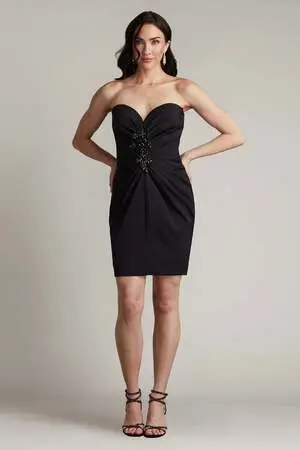Tadashi Shoji Tia Draped Strapless Mini Dress - Black