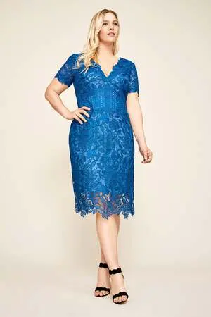 Tadashi Shoji Carter Floral Lace Sheath Dress - Azure