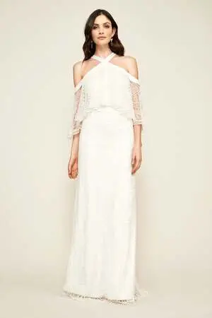 Tadashi Shoji Laboe Halter Neck Gown - Ivory