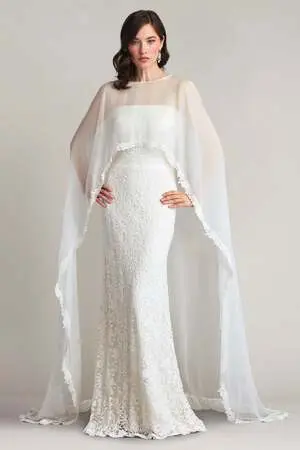 Tadashi Shoji Sassel Overlay Gown - Ivory