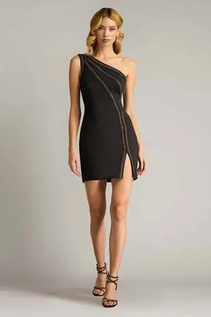 Tadashi Shoji Romee One-shoulder Mini Dress - Black
