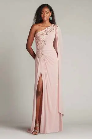 Tadashi Shoji Sonora Cape Sleeve Gown - Adobe Blush
