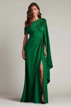 Tadashi Shoji Ember Cape Sleeve Gown - Bamboo