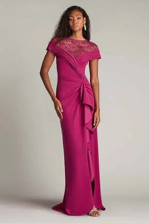 Tadashi Shoji Yura Waterfall Flounce Gown - Amethyst