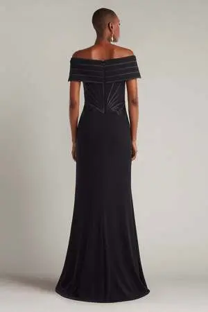 Tadashi Shoji Meridian Sundial Off-shoulder Gown