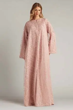 Tadashi Shoji Baynton Sequin Embroidered Caftan Gown - Blush