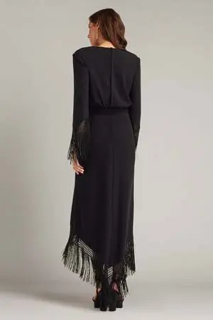 Tadashi Shoji Azie Fringe Midi Dress