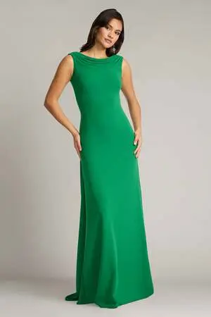 Tadashi Shoji Plaza Drape Back Gown - Bamboo