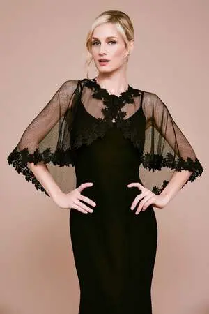 Tadashi Shoji Lace & Mesh Capelet