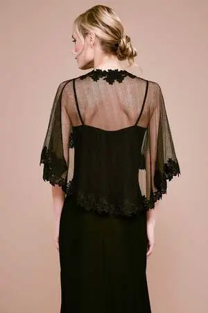 Tadashi Shoji Lace & Mesh Capelet