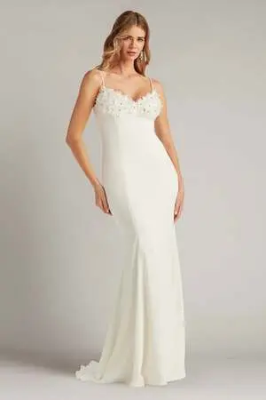 Tadashi Shoji Couteau Flower Embellished Gown - Ivory