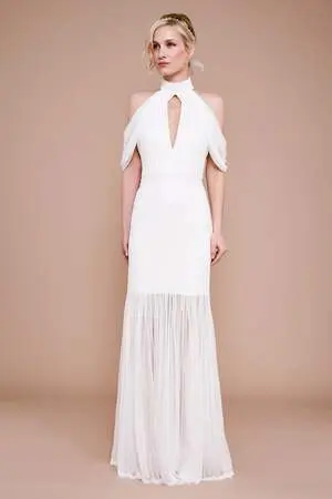Tadashi Shoji Alcott Cold-shoulder Corded Lace Gown - Ivory