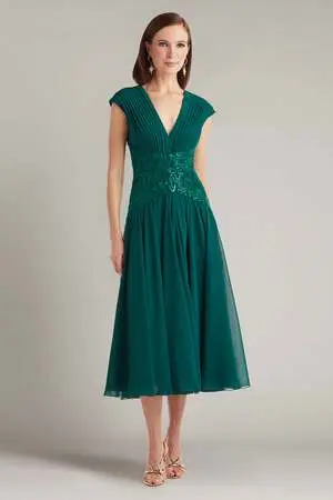 Tadashi Shoji Nerina Embellished Midi Dress - Elm