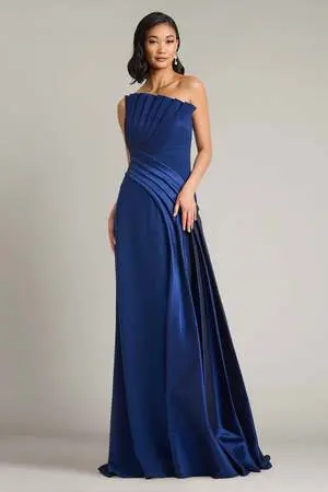 Tadashi Shoji Belair Strapless Draped Gown - Navy