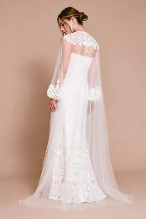 Tadashi Shoji Elsa Sheer Embroidered Tulle Overcoat