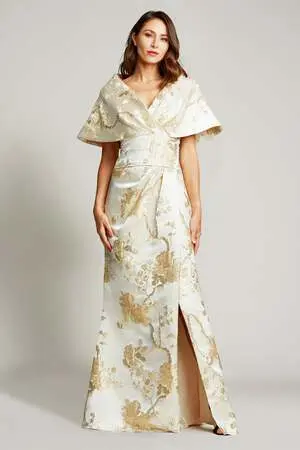 Tadashi Shoji Kimono Bodice Gown - Gold