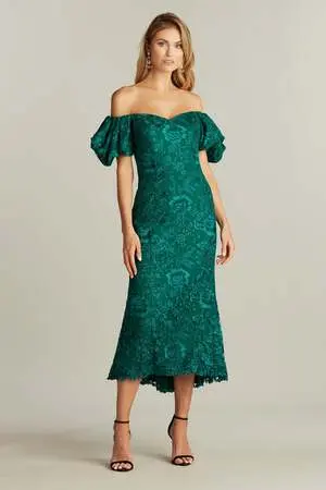 Embroidered Off-the-Shoulder Midi Dresses