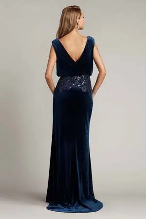 Tadashi Shoji Dunstan Back Drape Gown
