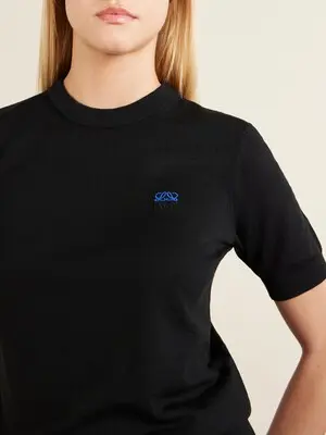 Loewe Anagram Embroidered Wool-blend Short-sleeve Sweater