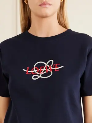 Loewe Anagram Embroidered Cotton-blend T-shirt - Blue