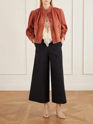 Chloé Wide-leg Wool Crepe Cropped Ankle Pants