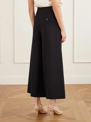 Chloé Wide-leg Wool Crepe Cropped Ankle Pants