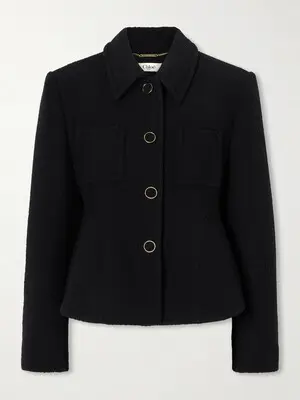 Chloé Wool-blend Bouclé Jacket With Gold Ring Button Detail