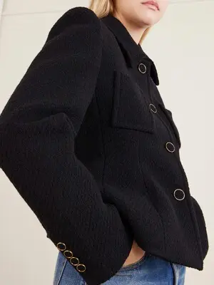 Chloé Wool-blend Bouclé Jacket With Gold Ring Button Detail