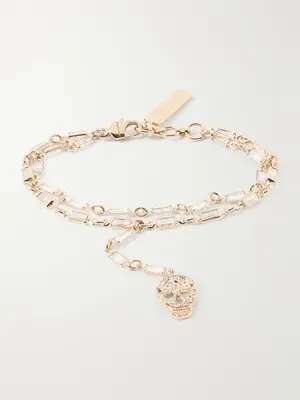 Alexander McQueen Pavé Skull Cubic Zirconia Bracelet - Gold