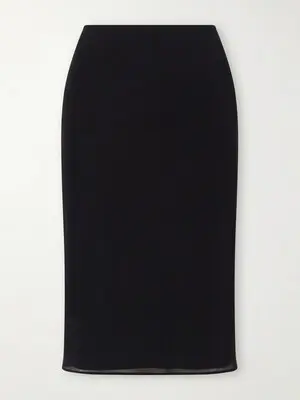 THE ROW Ivera Silk-blend Chiffon Midi Skirt - Black