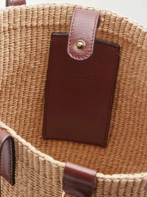 Chloé Leather-trimmed Raffia Bucket Tote Bag