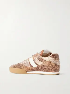 Chloé Kick Snake-effect Leather Low Top Sneakers - Brown