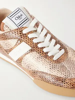 Chloé Kick Snake-effect Leather Low Top Sneakers - Brown