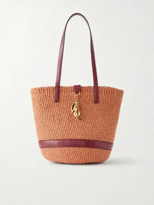 Chloé Raffia Tote Bag With Leather Trim