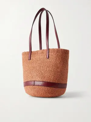Chloé Raffia Tote Bag With Leather Trim