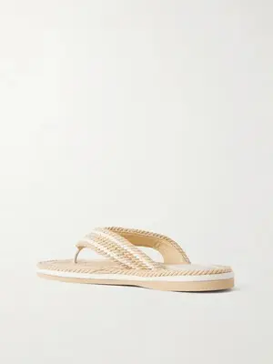 Chloé Embroidered Striped Flat Sandals