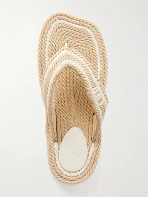 Chloé Embroidered Striped Flat Sandals