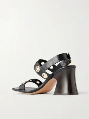 Chloé Embellished Leather Block Heel Sandals