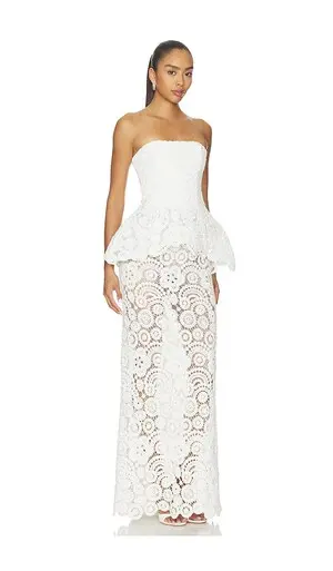 PatBO Gal Embroidery Peplum Maxi Dress
