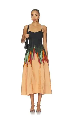 Ulla Johnson Fiora Cami Cotton Dress In Black,peach - Agate