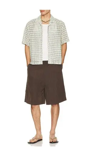 PERCIVAL Freddie Crochet Cuban Collar Boxy Shirt