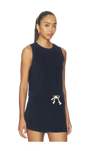 PERFECTWHITETEE Esther Loop Terry High Neck Crop Tank