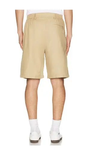 BOUND Wide Pleated Cotton Short In Brown