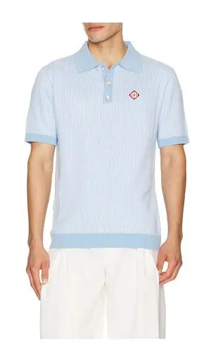 Casablanca Pinstripe Polo Shirt In Blue - Light Blue